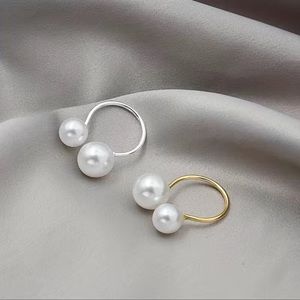 Jewelry | Silver 925 Plated Large Pearl Open Ring | Poshmark